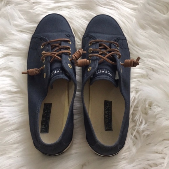 Sperry | Shoes | Sperry Top Sider Navy Blue Slip On Canvas Shoe | Poshmark